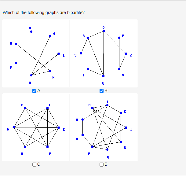 Solved Which of the following graphs are bipartite? | Chegg.com
