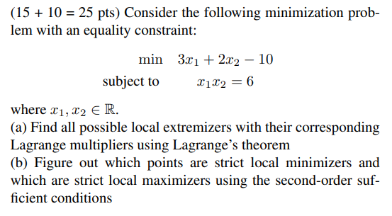Solved (15 + 10 = 25 pts) Consider the following | Chegg.com
