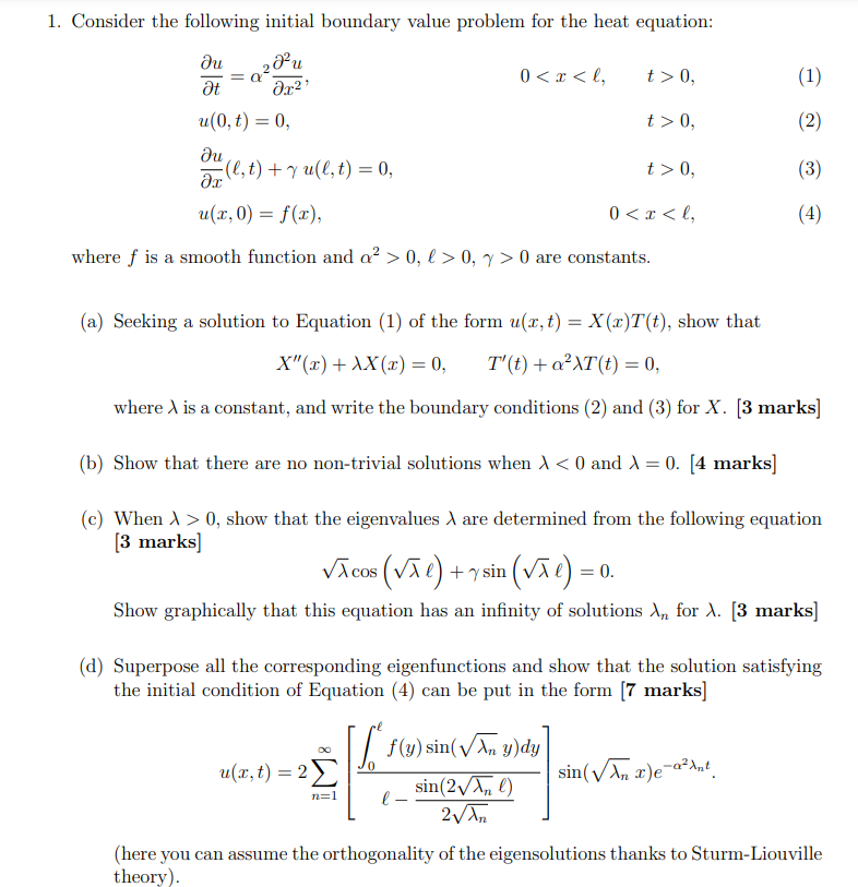 Solved 1 Consider The Following Initial Boundary Value