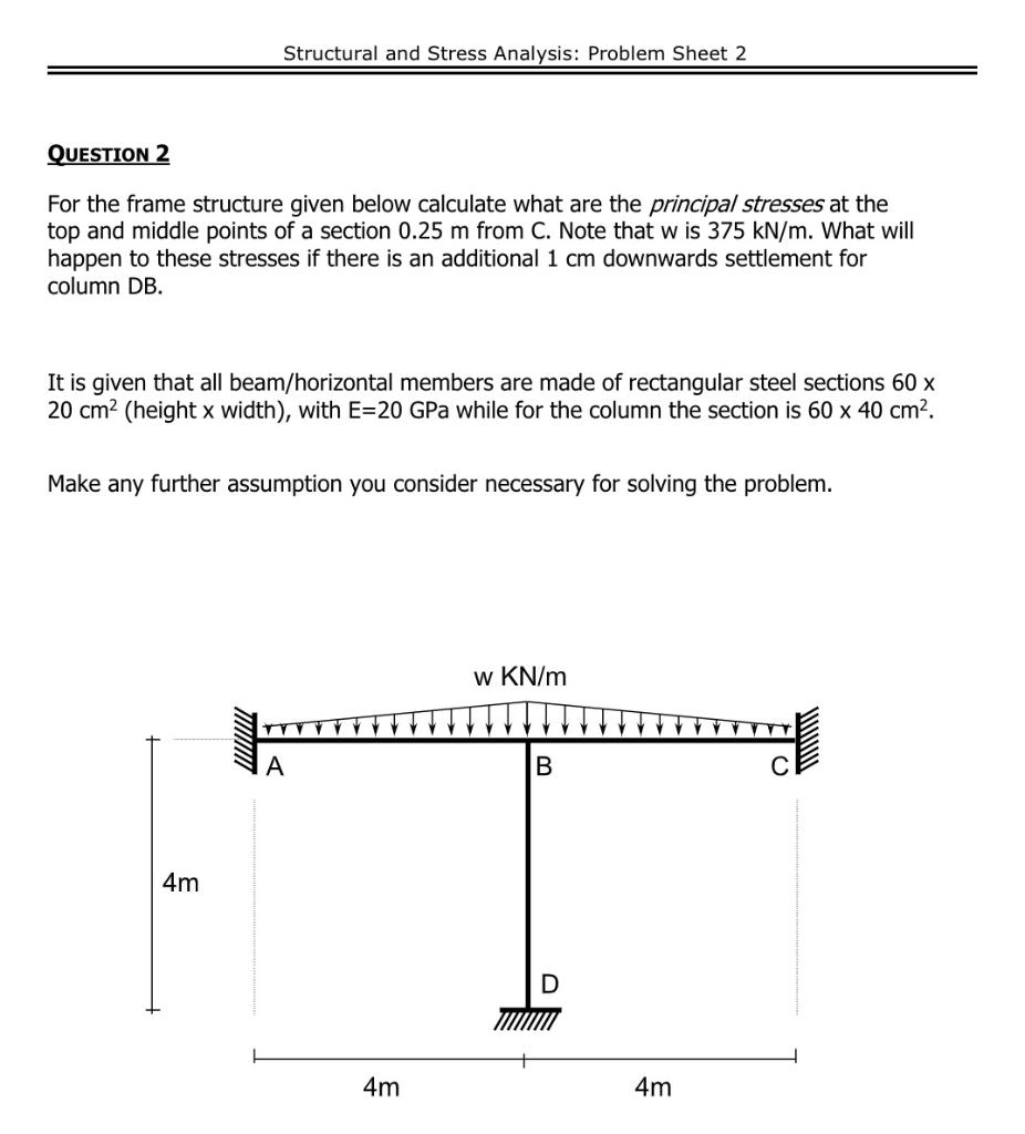 Solved For the frame structure given below calculate what | Chegg.com