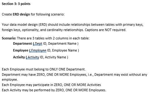Solved Create ERD design for following scenario: Your data | Chegg.com