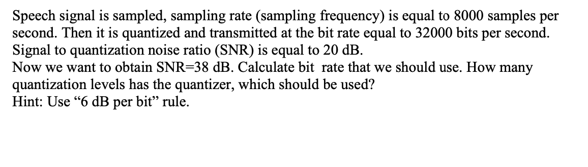 Solved Speech signal is sampled, sampling rate (sampling | Chegg.com