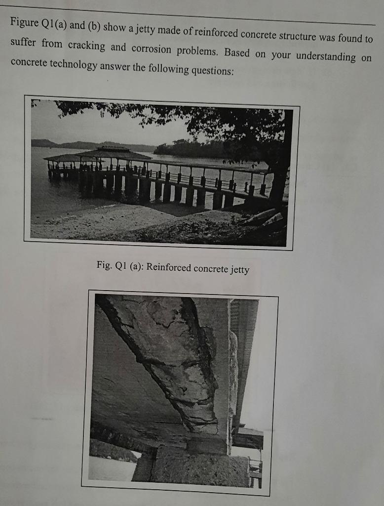 Figure Q1(a) and (b) show a jetty made of reinforced | Chegg.com