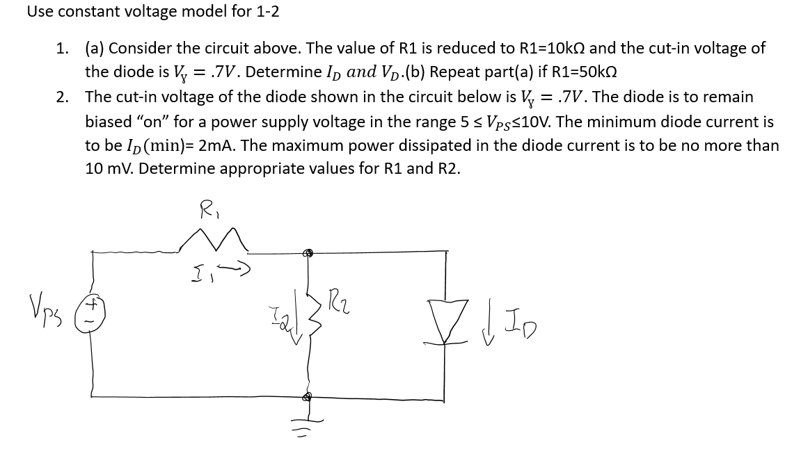 Solved Use constant voltage model for 1−2 1. (a) Consider | Chegg.com