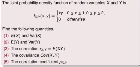 Solved The joint probability density function of random | Chegg.com