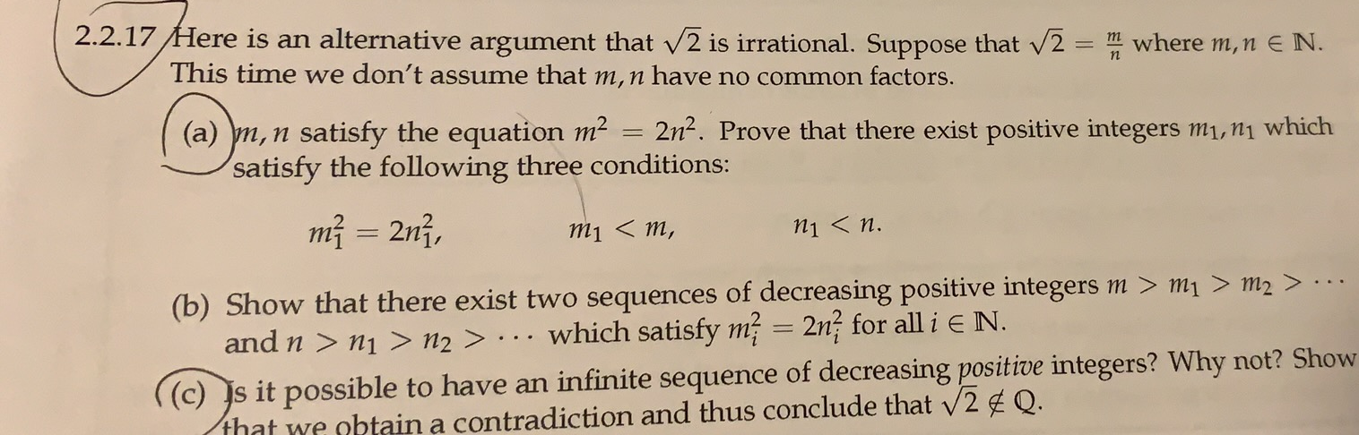 Solved 2.2.17 Here is an alternative argument that 2 is | Chegg.com