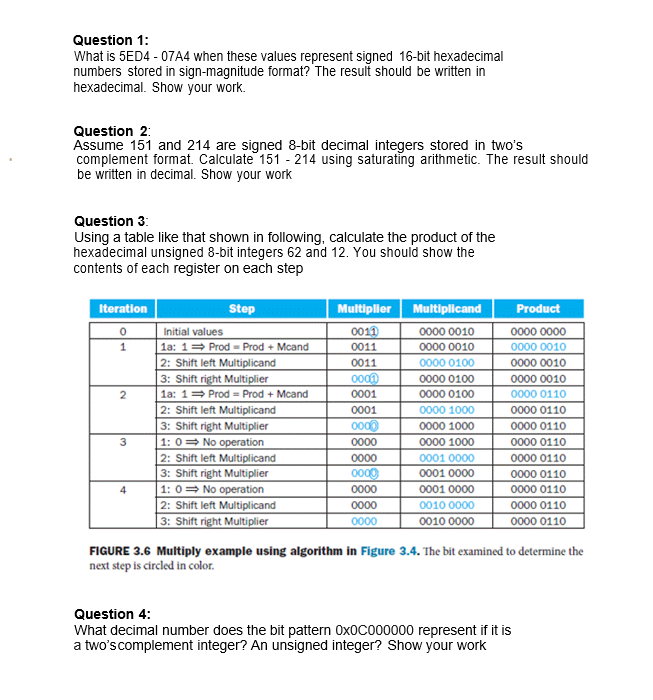 Solved Question 1: What is 5ED4 - 07A4 when these values | Chegg.com