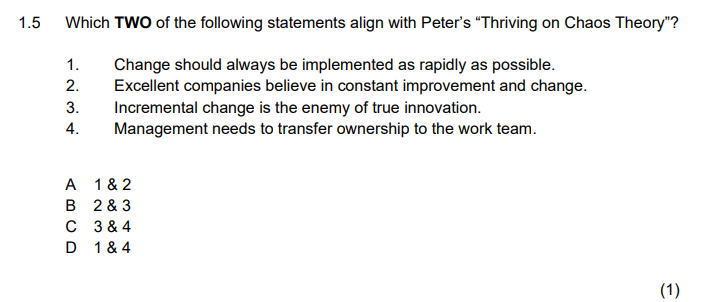 Solved (3)1.5 Which TWO of the following statements align | Chegg.com