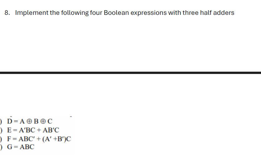 Implement the following four Boolean expressions with | Chegg.com