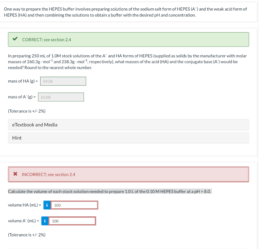 Solved One way to prepare the HEPES buffer involves | Chegg.com