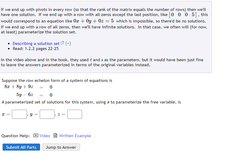 Solved If we end up with pivots in every row (so that the | Chegg.com