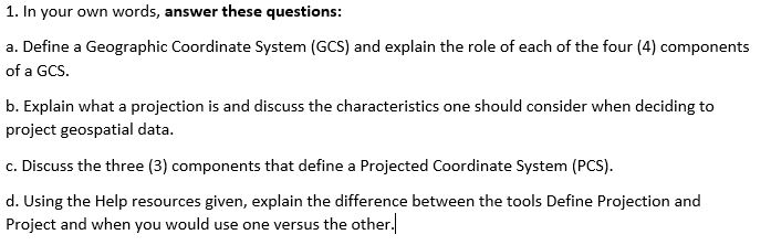 Solved 1. In your own words, answer these questions: a. | Chegg.com