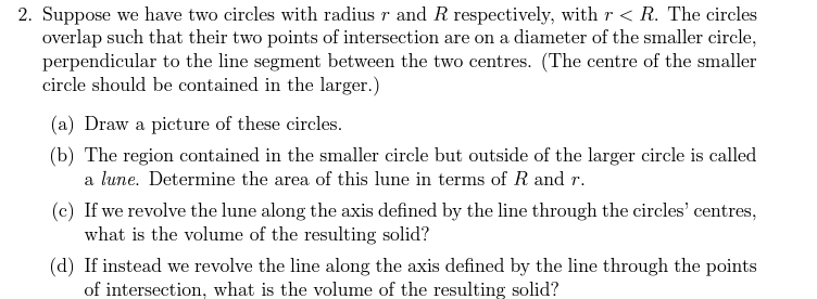 Solved 2. Suppose we have two circles with radius r and R | Chegg.com