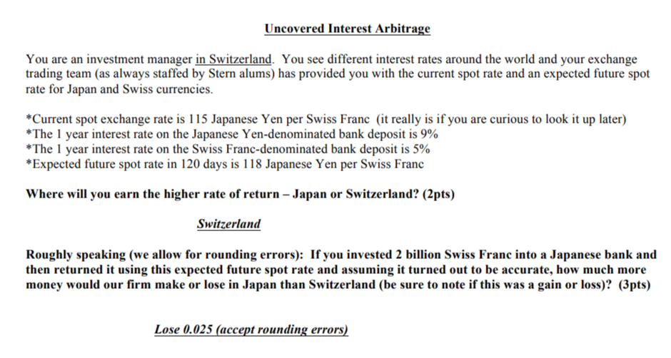 Solved Uncovered Interest Arbitrage You are an investment | Chegg.com