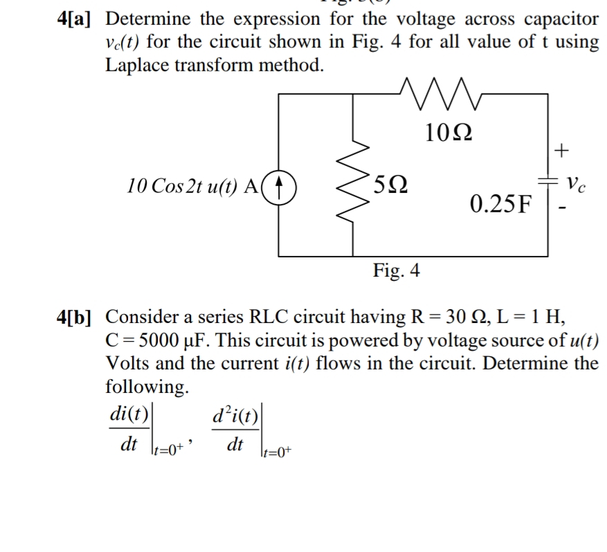 Solved 4[a] Determine the expression for the voltage across | Chegg.com