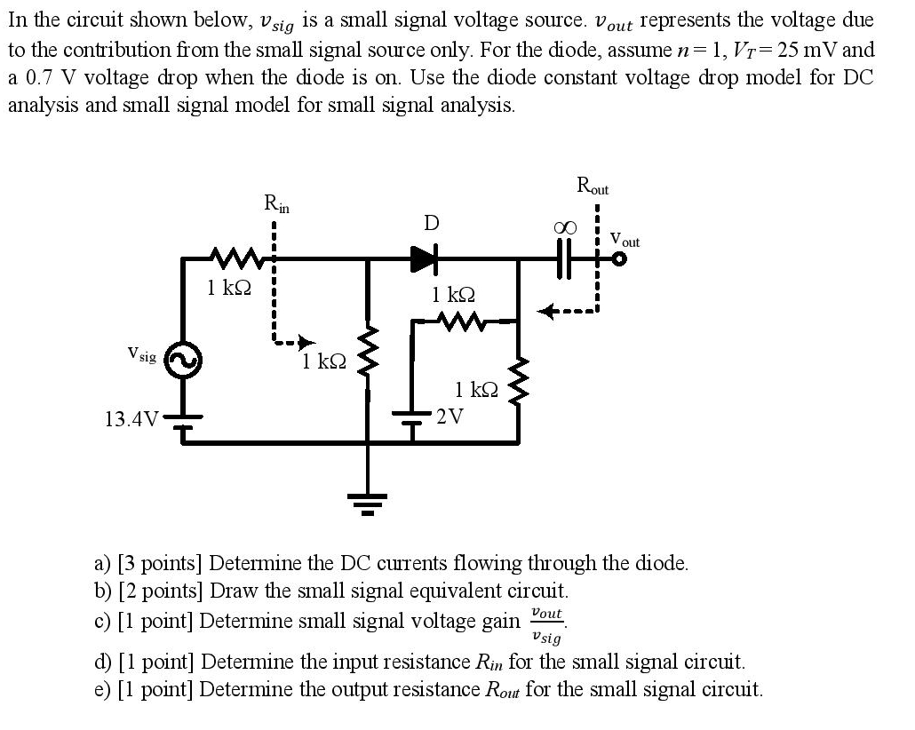 Solved In the circuit shown below, V sig is a small signal | Chegg.com
