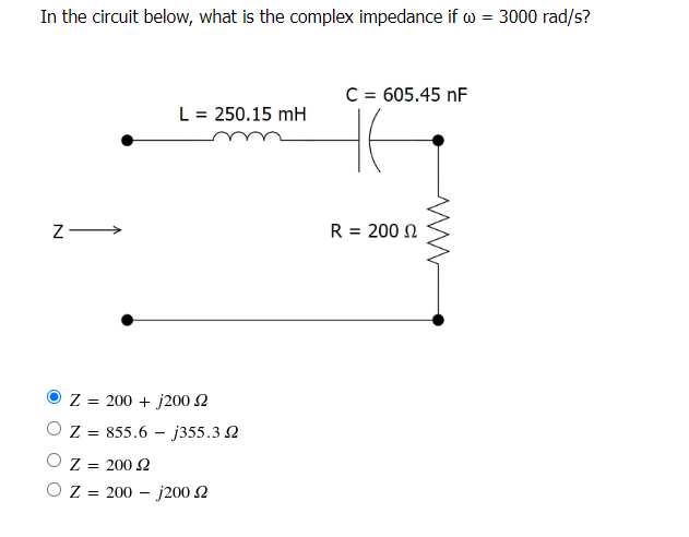 Solved In the circuit below, what is the complex impedance | Chegg.com