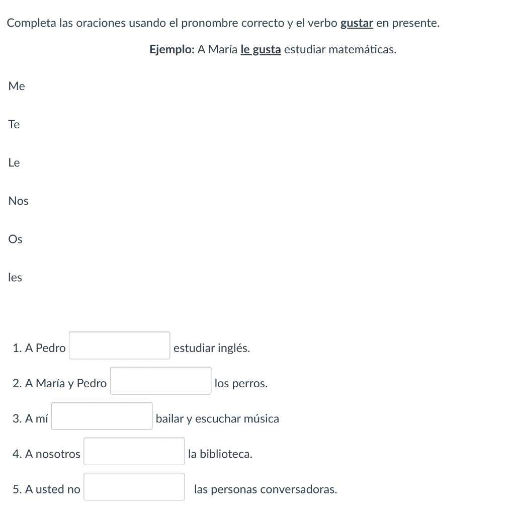 Completa las oraciones usando el pronombre correcto y | Chegg.com