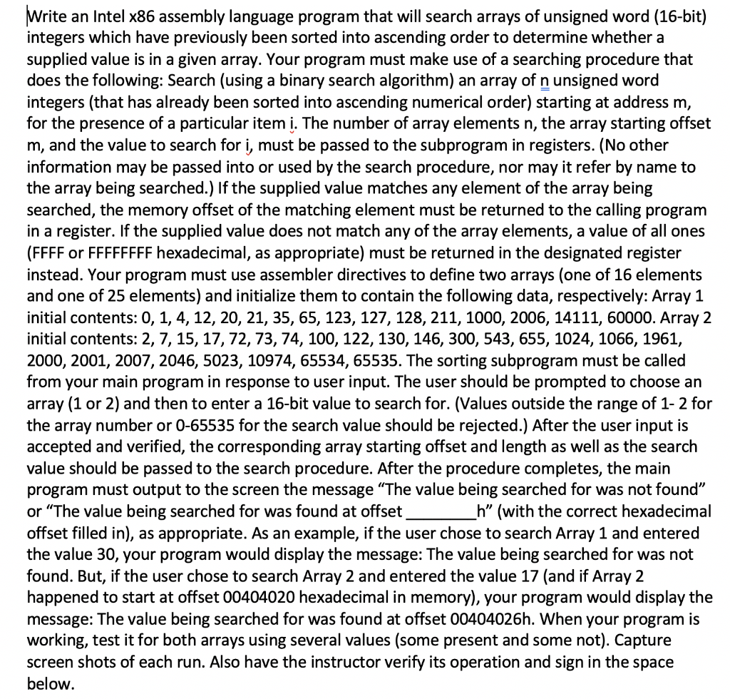 Write an Intel x86 assembly language program that | Chegg.com