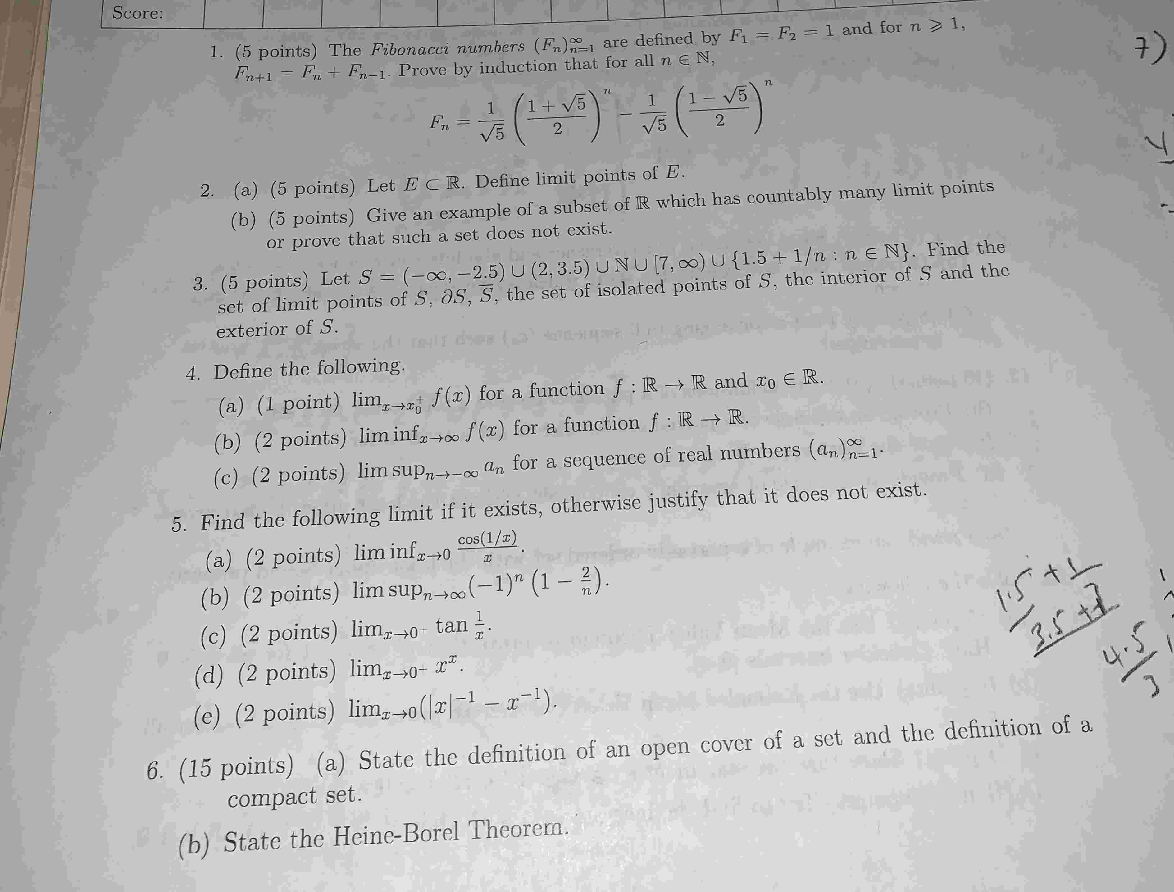Solved 1. ﻿The Fibonacci numbers (Fn)n=1∞ ﻿are defined | Chegg.com