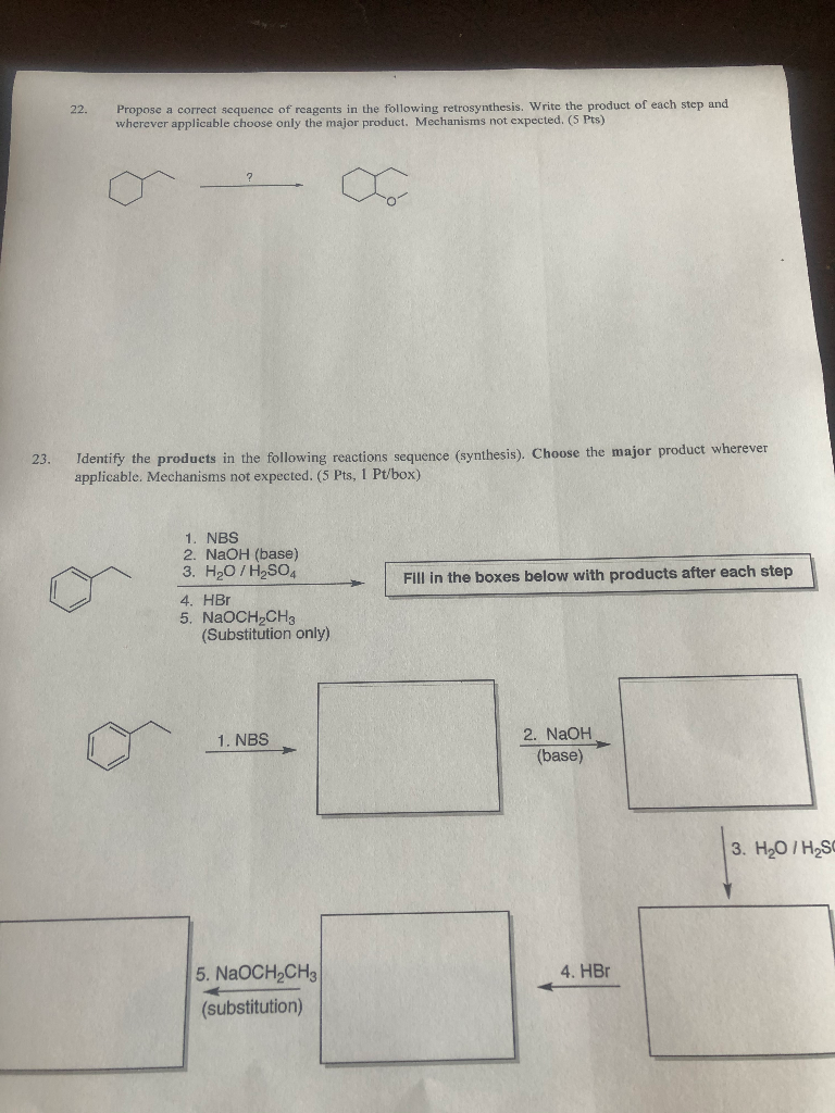 Solved 22. Propose a correct sequence of reagents in the | Chegg.com