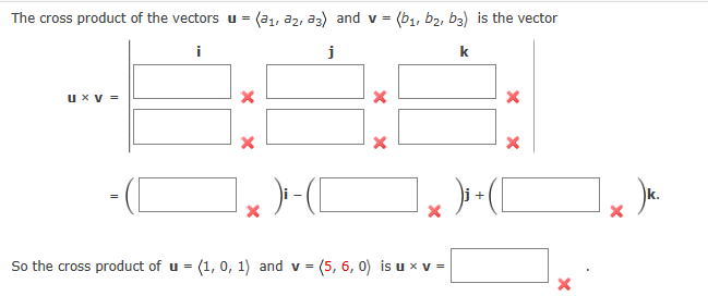 Solved The cross product of the vectors u= a1,a2,a3 and | Chegg.com