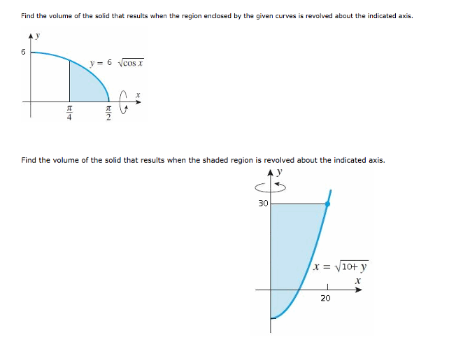 Solved Find the volume of the solid that results when the | Chegg.com