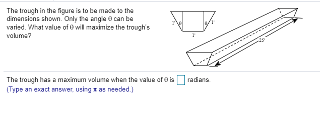 Solved The trough in the figure is to be made to the | Chegg.com
