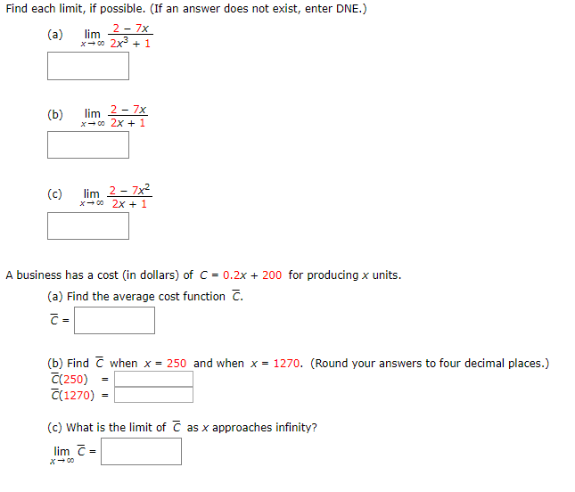Solved Find each limit, if possible. (If an answer does not | Chegg.com