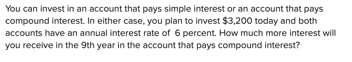 Solved You can invest in an account that pays simple | Chegg.com