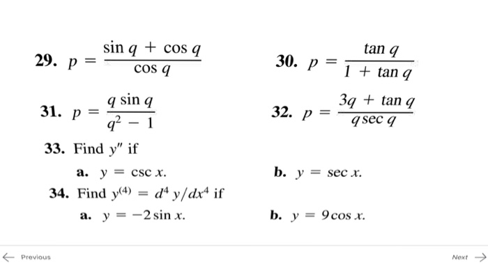 Solved sin q + cos q 30. p 1 tan q tan q 29. p F Cosq 3q + | Chegg.com