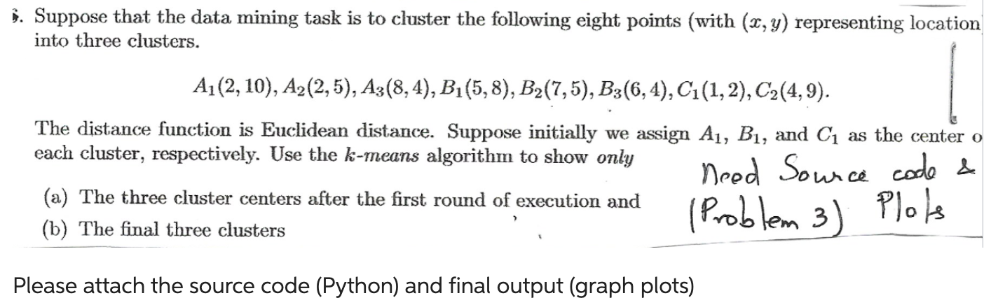Solved 3. Suppose that the data mining task is to cluster | Chegg.com