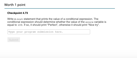 Solved Worth 1 point Checkpoint 4.67 Assume input is a char | Chegg.com