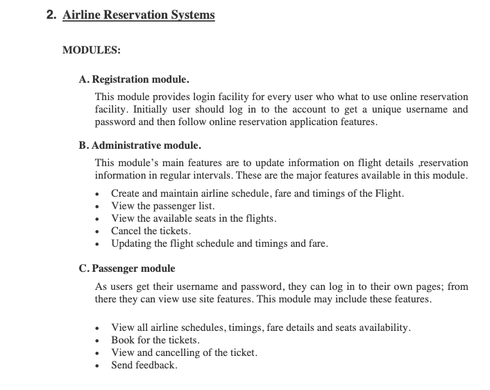 Solved 2. Airline Reservation Systems MODULES: A. | Chegg.com