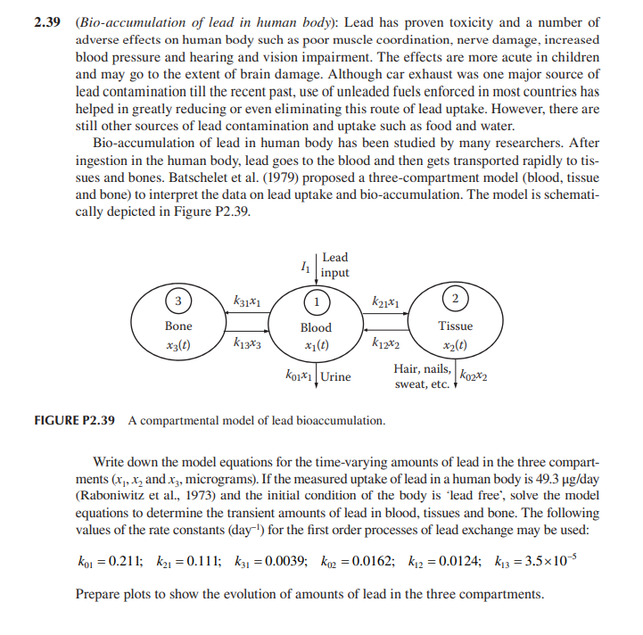 Solved 2.39 (Bio-accumulation of lead in human body): Lead | Chegg.com