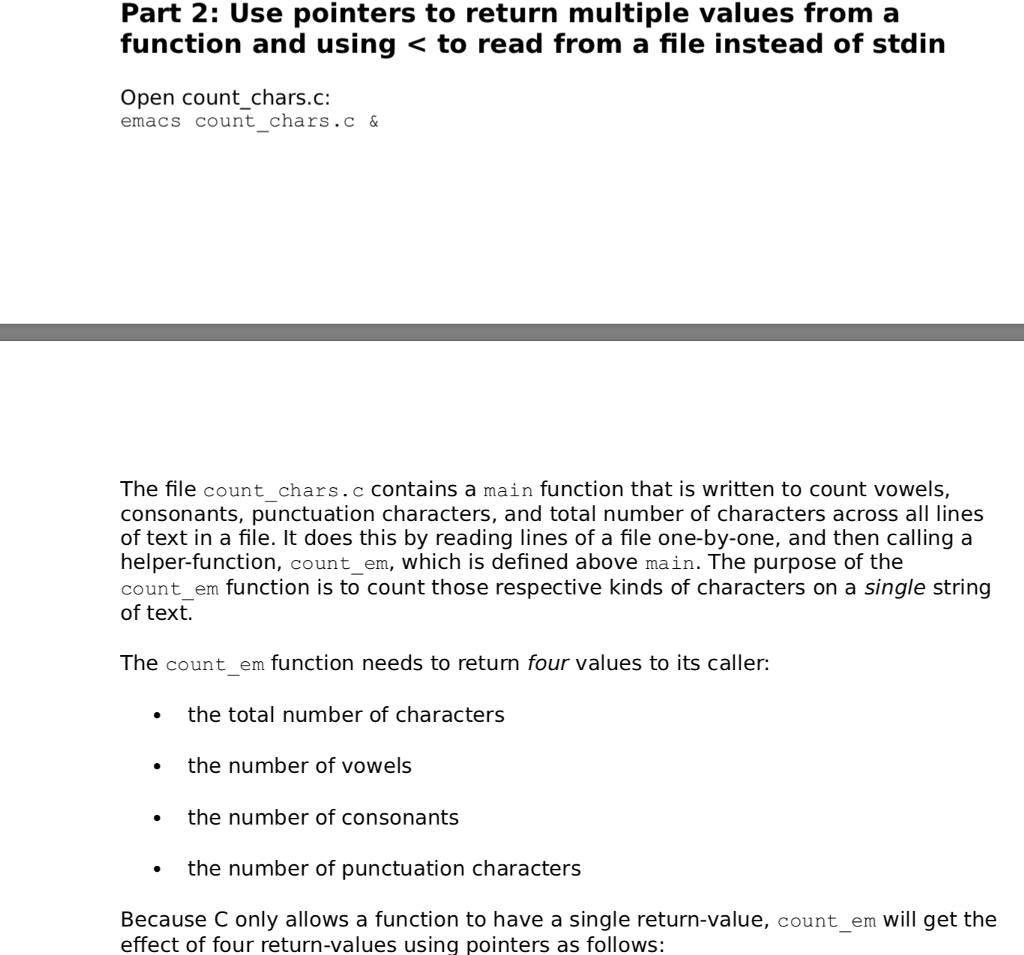 Solved Part 2: Use pointers to return multiple values from a | Chegg.com