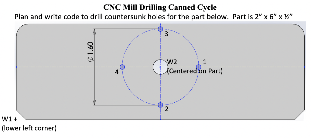 CNC Mill Drilling Canned Cycle Plan and write code to | Chegg.com