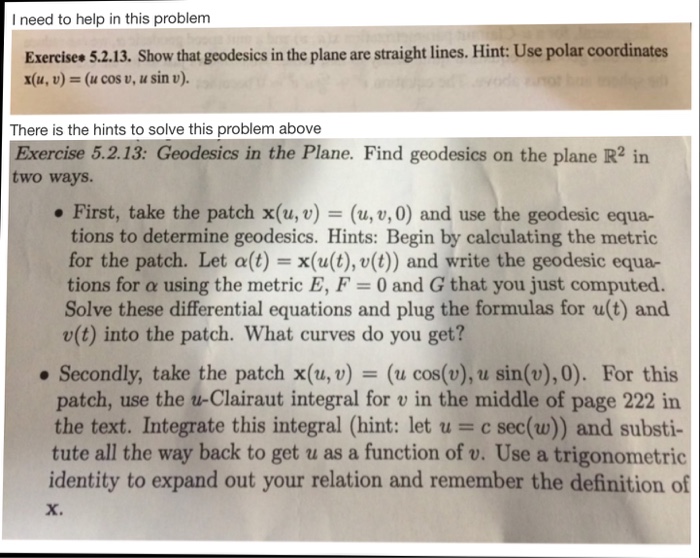Solved Show that geodesies in the plane are straight lines. | Chegg.com