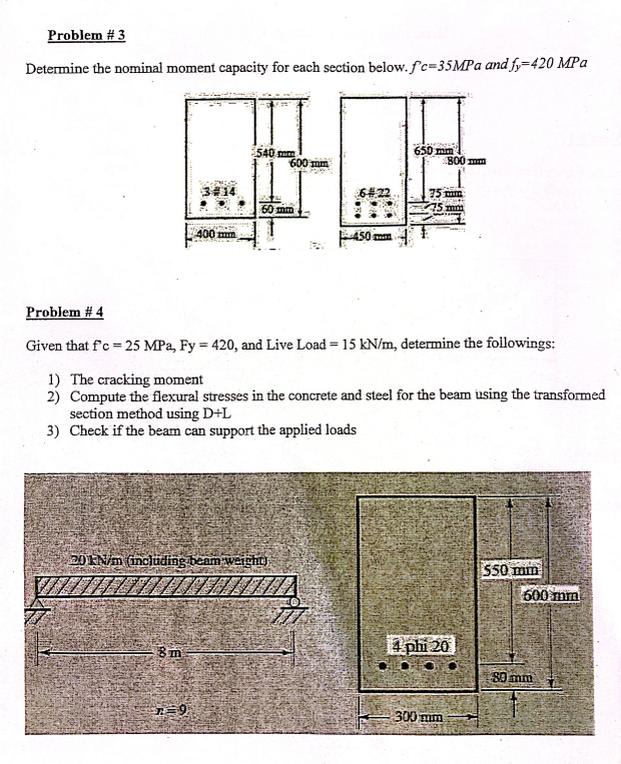 Solved Determine the nominal moment capacity for each | Chegg.com
