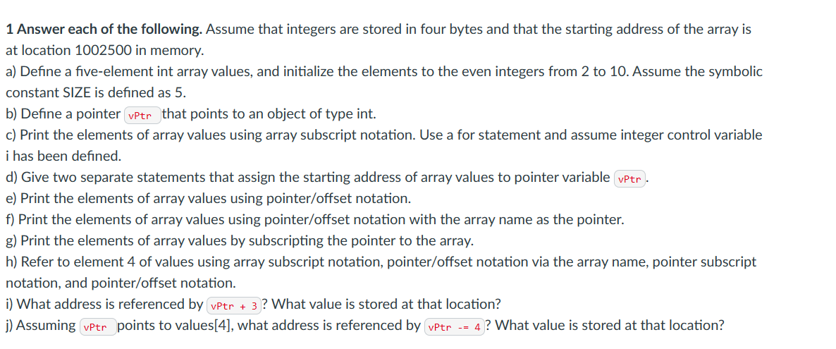 Solved 1 Answer each of the following. Assume that integers | Chegg.com