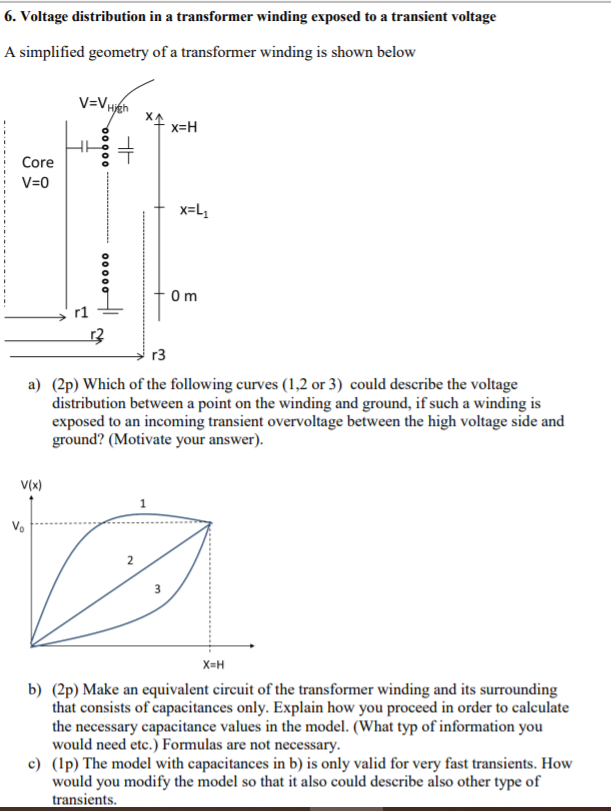 6. Voltage distribution in a transformer winding | Chegg.com