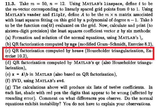 Solved 11.3. Take m = 50, n = 12. Using MATLAB's linspace, | Chegg.com