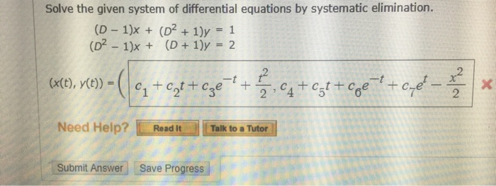 Solved Solve the given system of differential equations by | Chegg.com