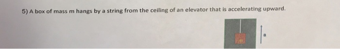 Solved 5) A box of mass m hangs by a string from the ceiling | Chegg.com