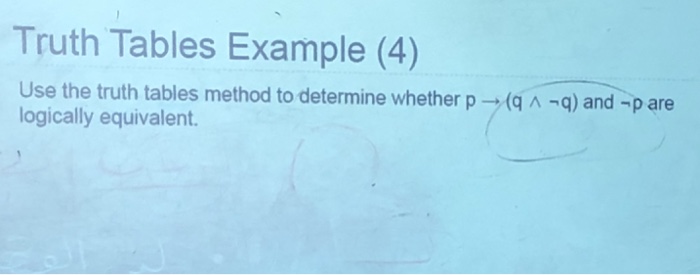 Solved Truth Tables Example (4) Use the truth tables method | Chegg.com