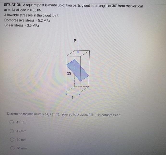 Solved SITUATION. A square post is made up of two parts | Chegg.com