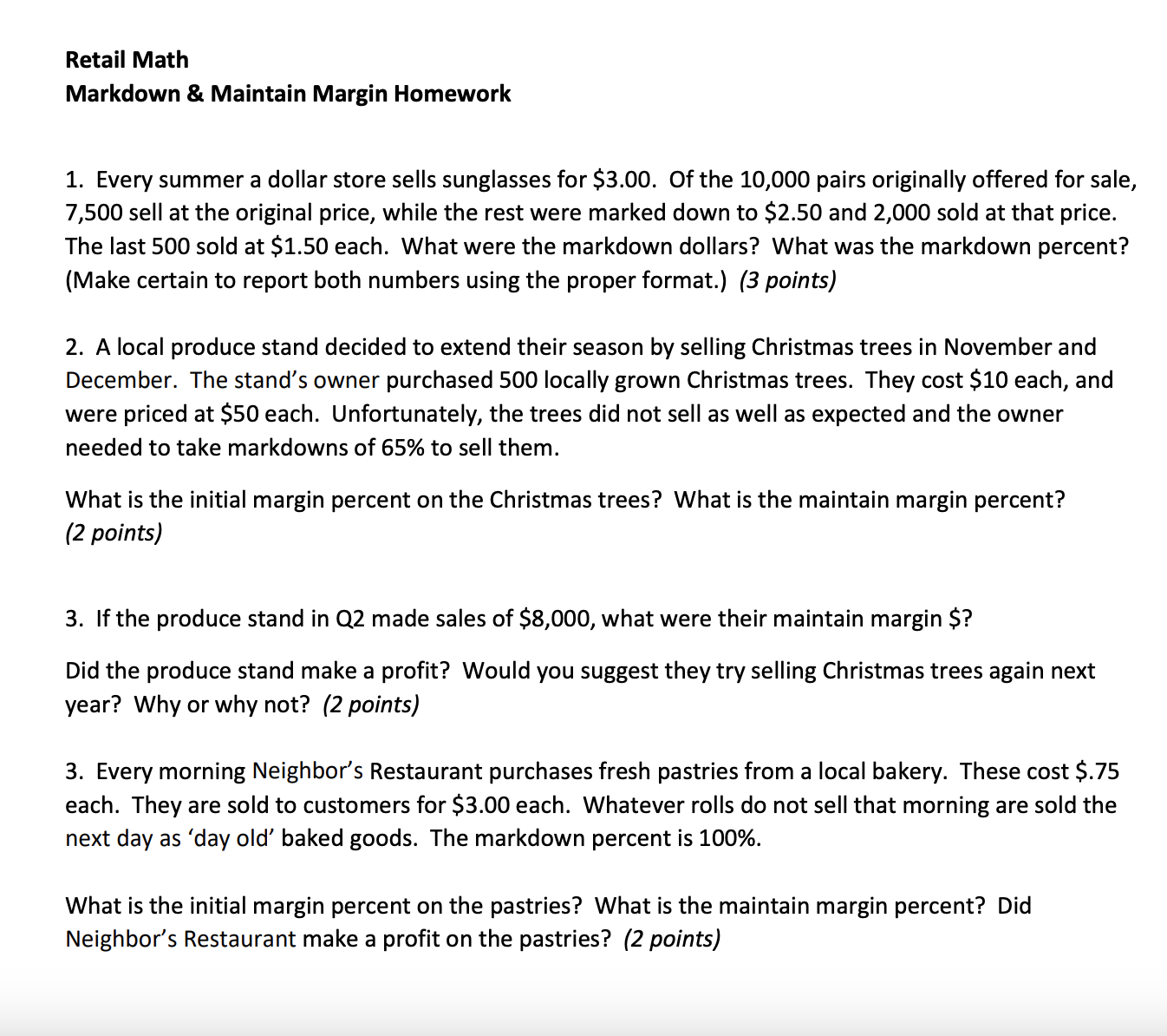 Solved Retail MathMarkdown & Maintain Margin HomeworkEvery | Chegg.com