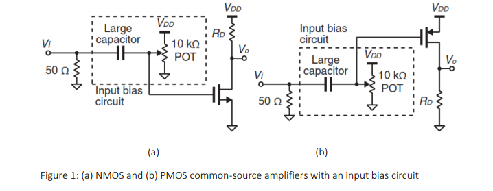 TASK 1: BIASING A COMMON SOURCE AMPLIFIER Bias your | Chegg.com