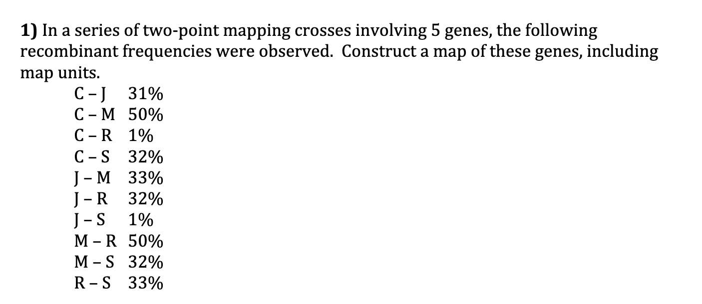 Solved In a series of two-point mapping crosses involving 5 | Chegg.com