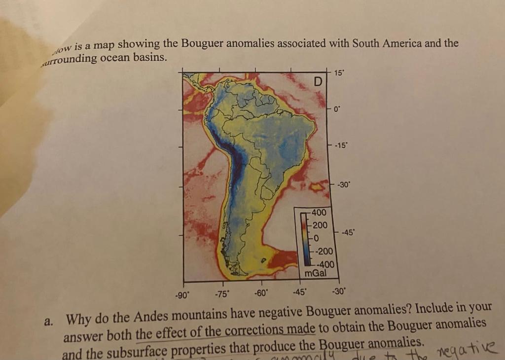 Solved μ1/W is a map showing the Bouguer anomalies | Chegg.com